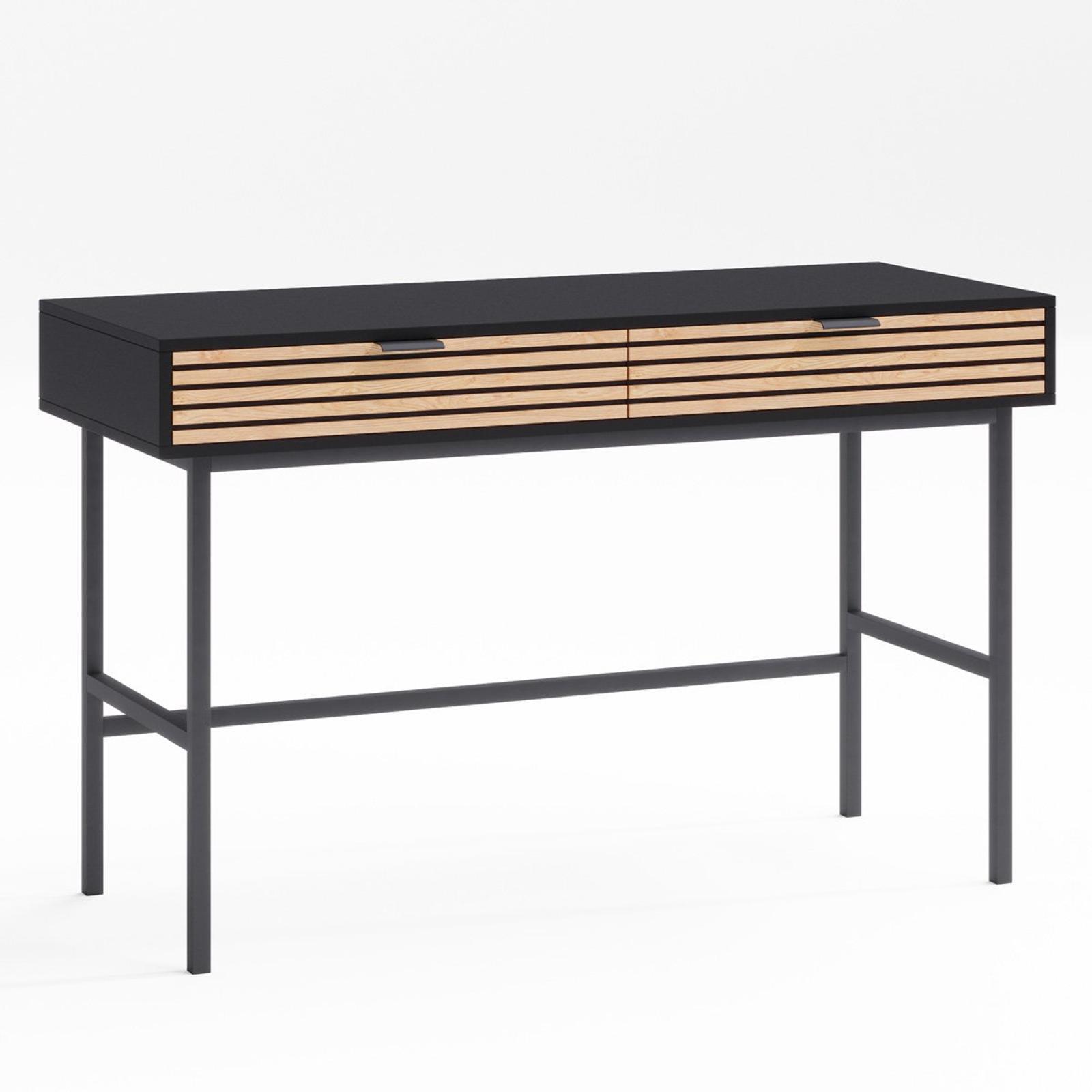 Black Study Desk Console Table with Slatted Drawers - Bunnings Australia