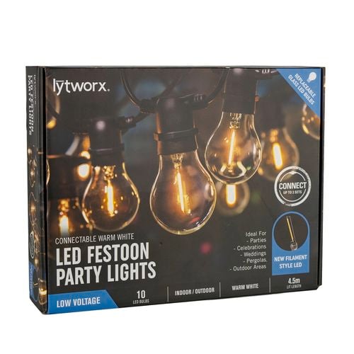 Lytworx 10 Warm White LED Connectable Party Lights - Bunnings Australia