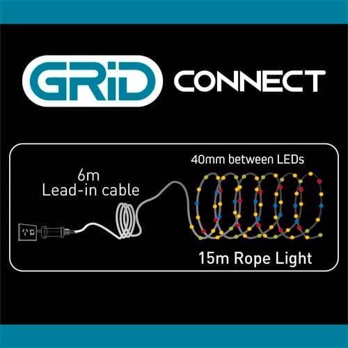 Arlec 15m Multi Coloured Smart Grid Connect Connectable LED Rope Light ...