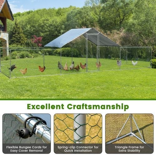 Costway Large Walk-in Chicken Coop Farm 7x2x1.95M - Bunnings Australia