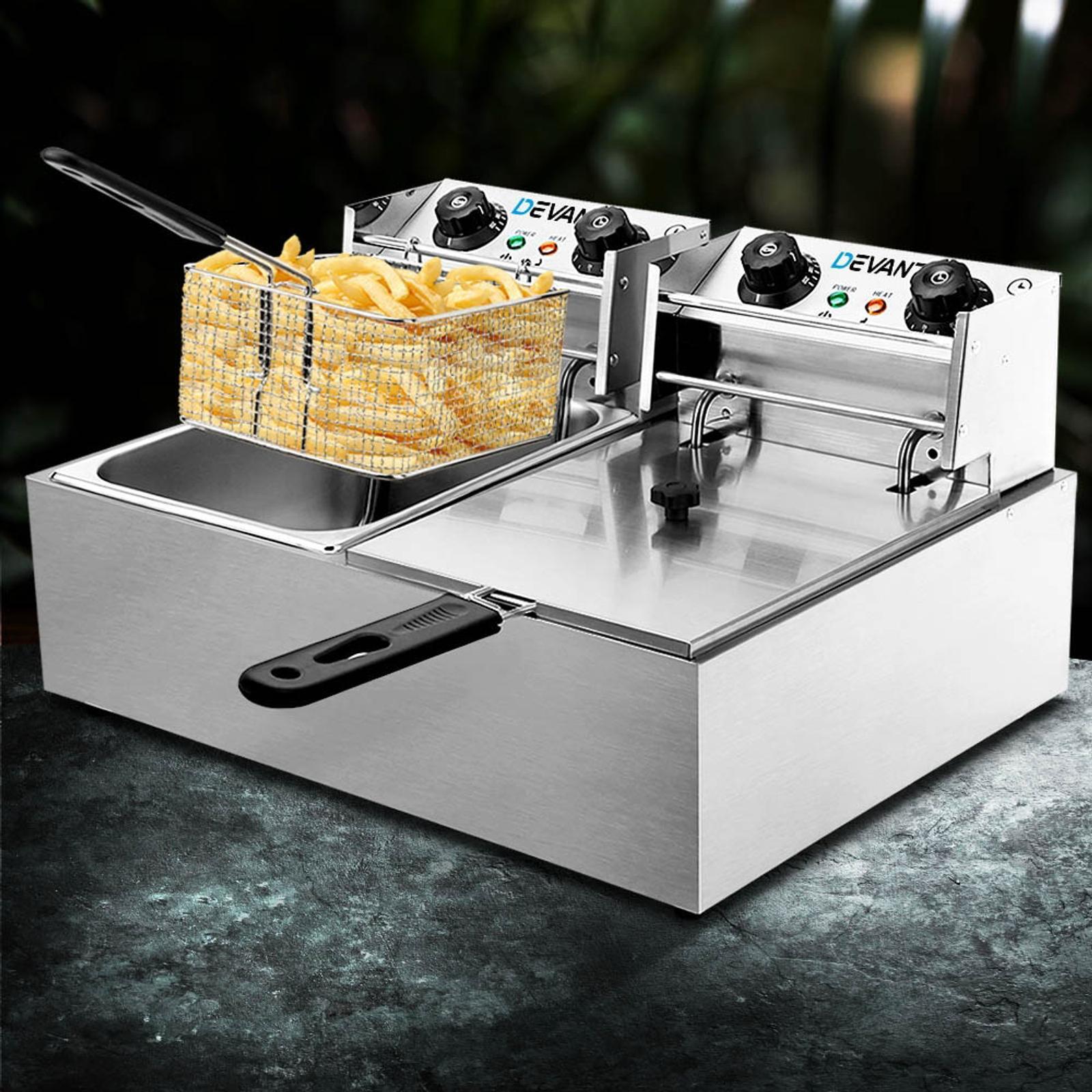 Devanti Electric Deep Fryer Twin Basket Cooker 2200W - Bunnings Australia