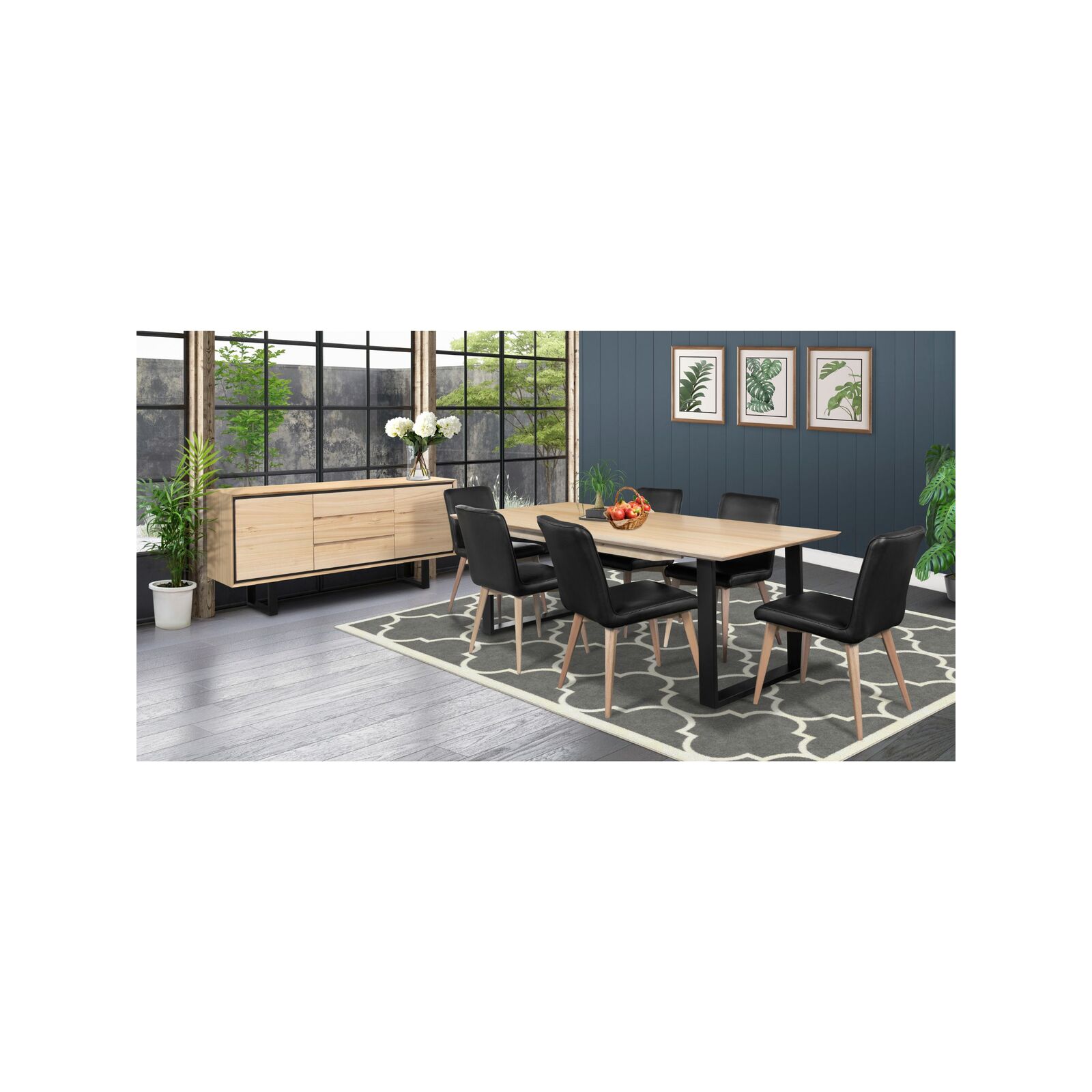 Aconite Dining Table 210cm Solid Messmate Timber Wood Black Metal Leg ...