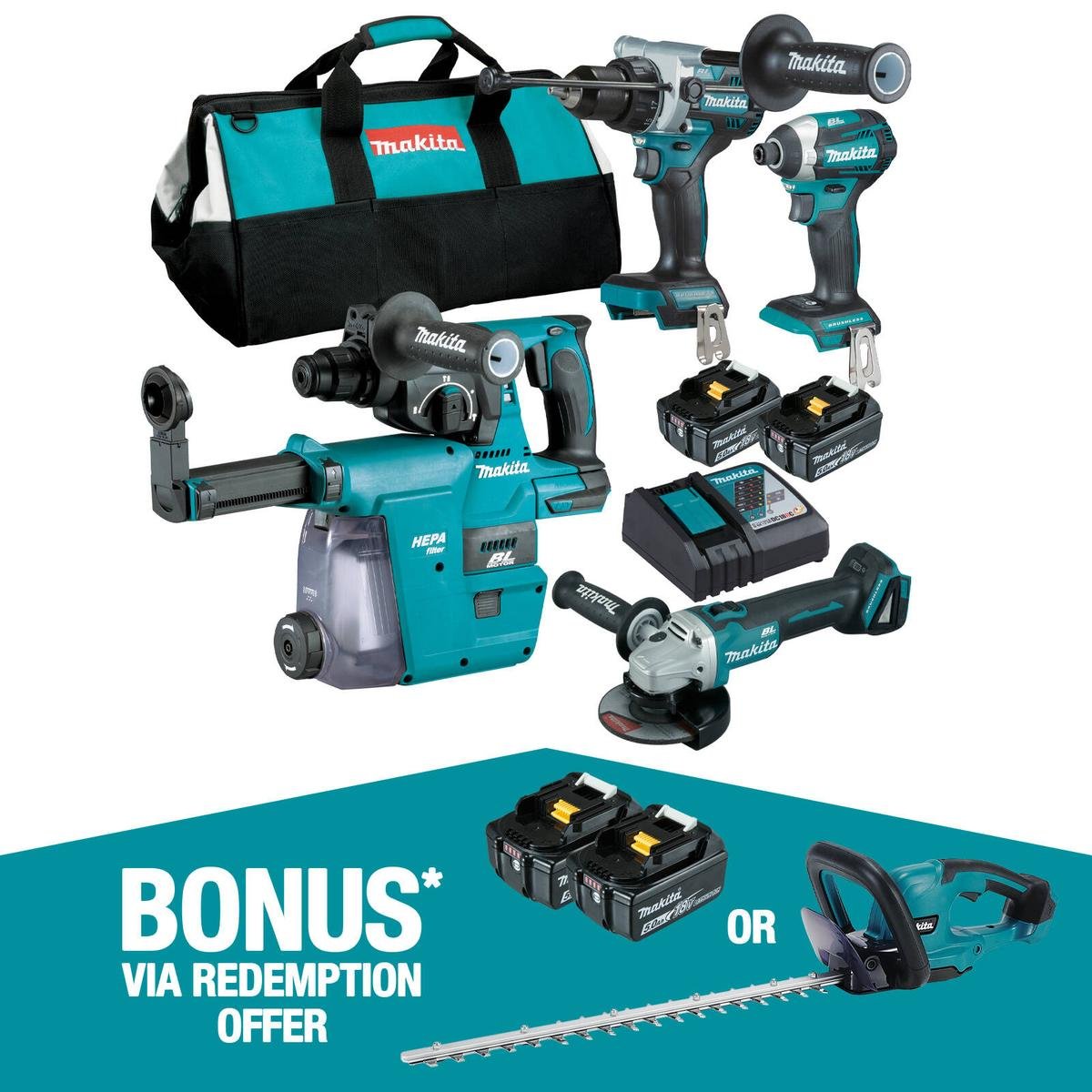 Makita Brushless 4 Piece Combo Kit DLX4148TX1 - Bunnings Australia