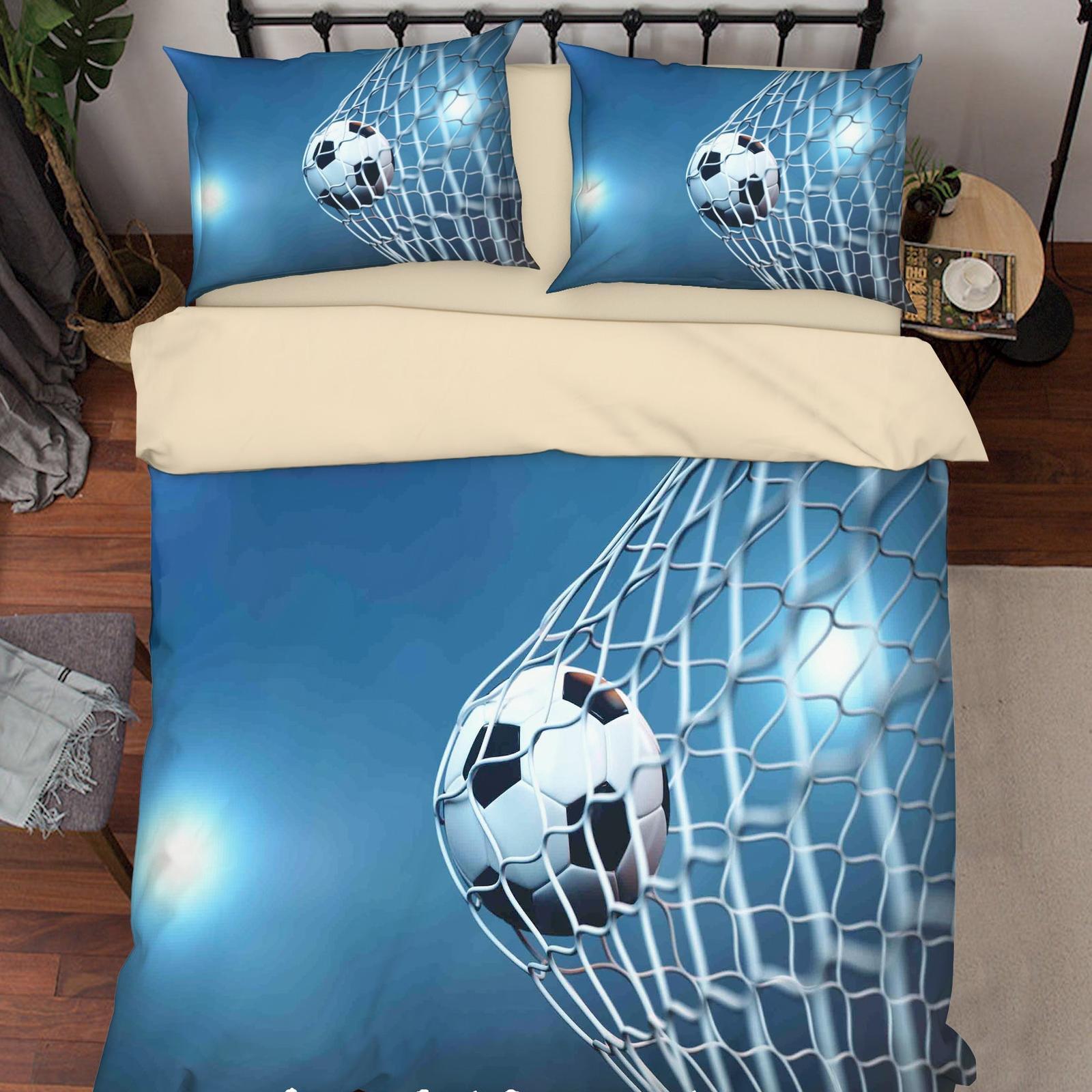 3D Blue Football Soccer Goal Quilt Cover Set Bedding Set Duvet Cover ...