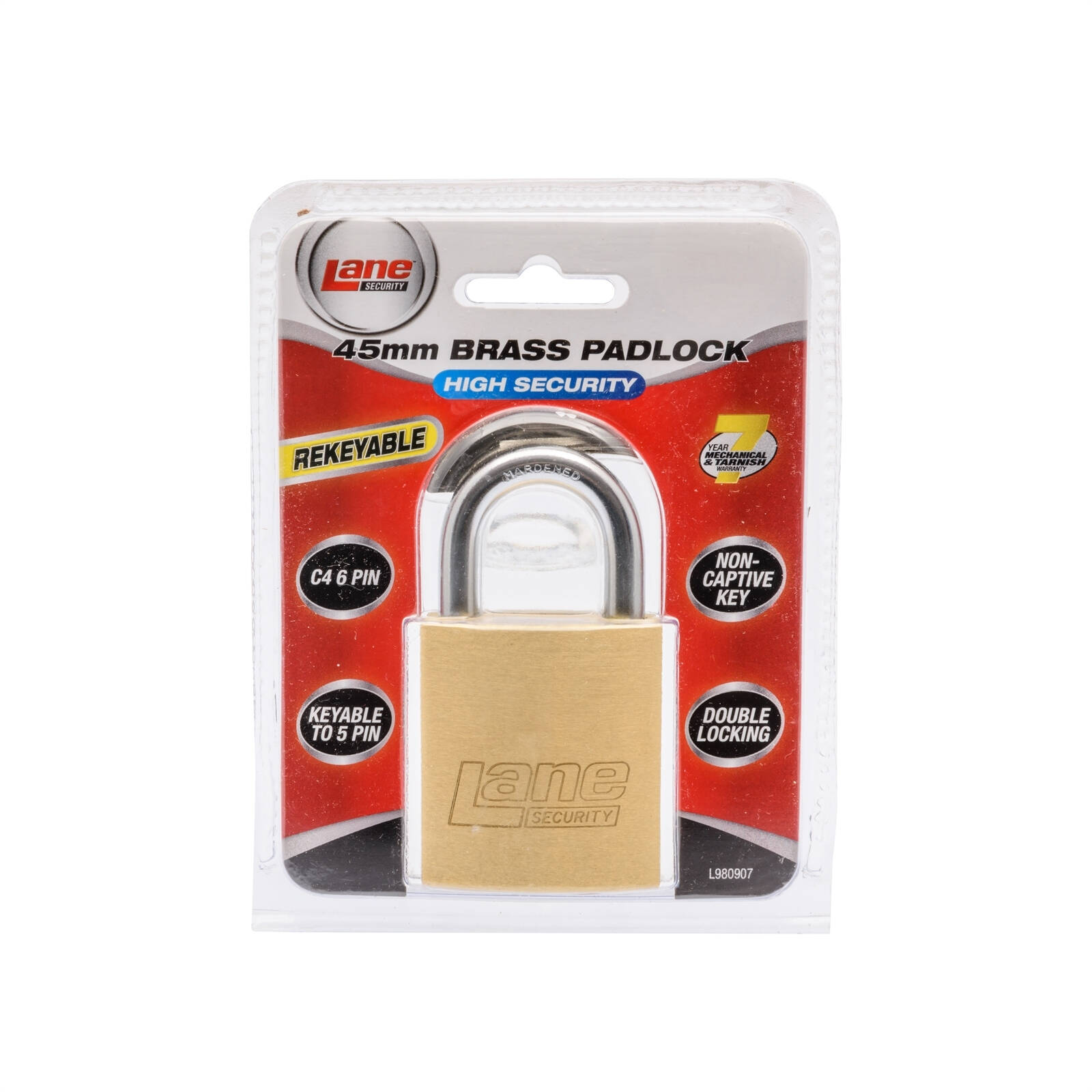 Lane 45mm Non Captive Re-Keyable Brass Padlock - Bunnings Australia