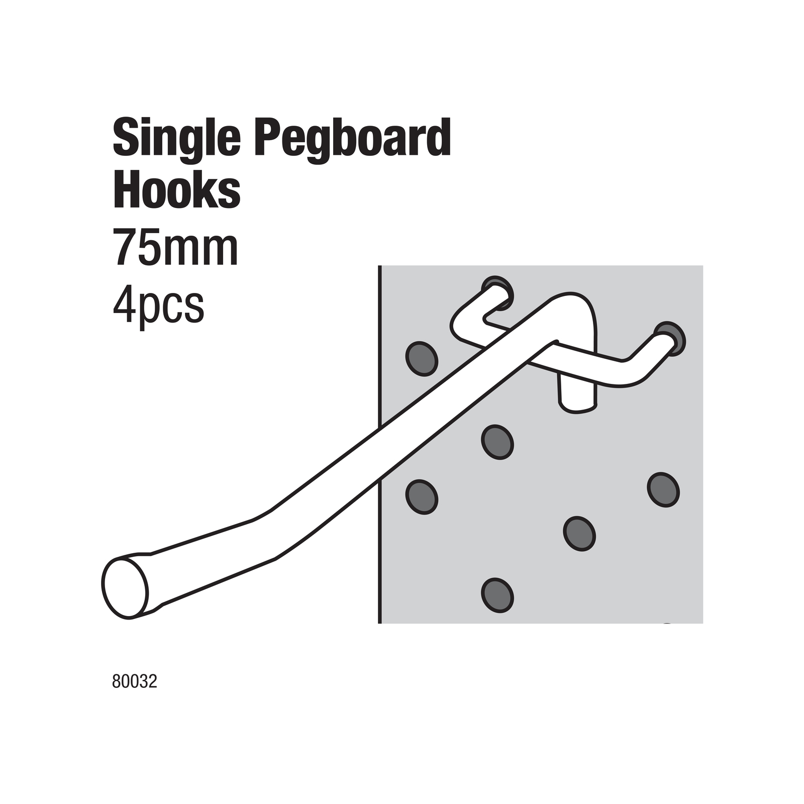 Everhang 5 x 75mm Pegboard Single Hooks - 4 Pack - Bunnings Australia