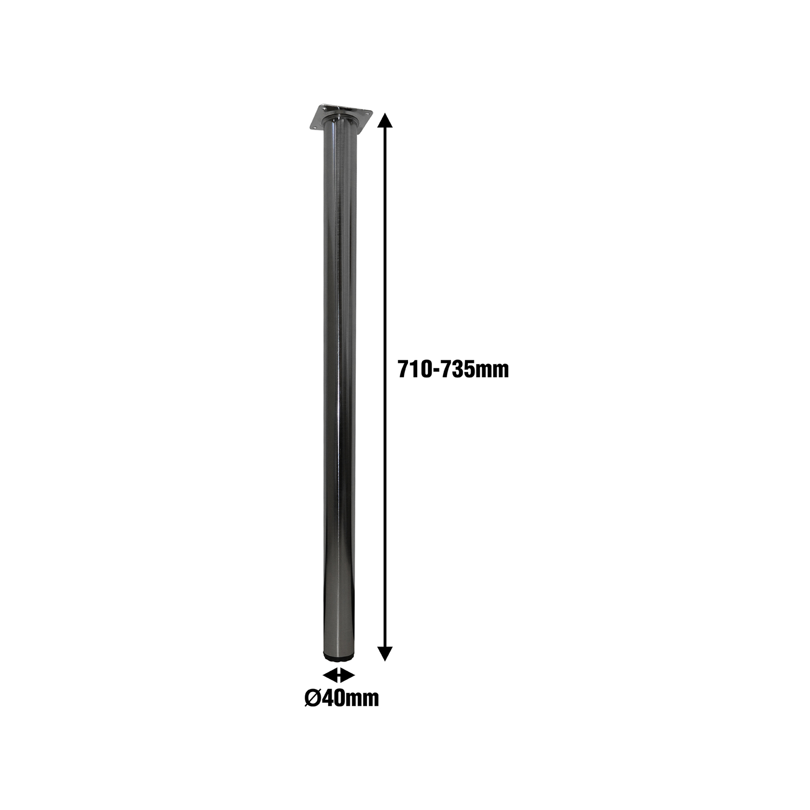 Adoored 40 x 710mm Brushed Nickel Adjustable Metal Furniture Leg ...