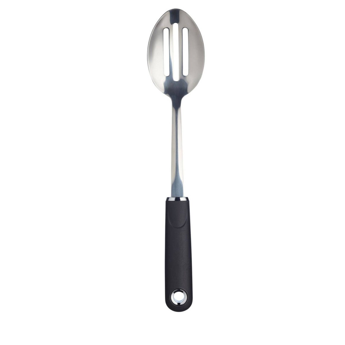 Mastercraft Soft Grip 34cm Stainless Steel Slotted Spoon - Black ...