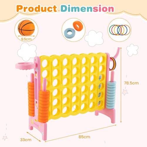 Costway Giant 4 In A Row Connect four Board Game Set w/Basketball Hoop ...