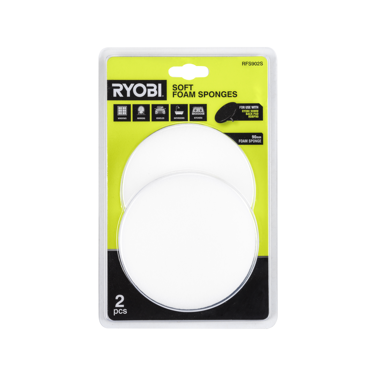 Ryobi 90mm 2-piece Soft Foam Sponge Set - Bunnings Australia