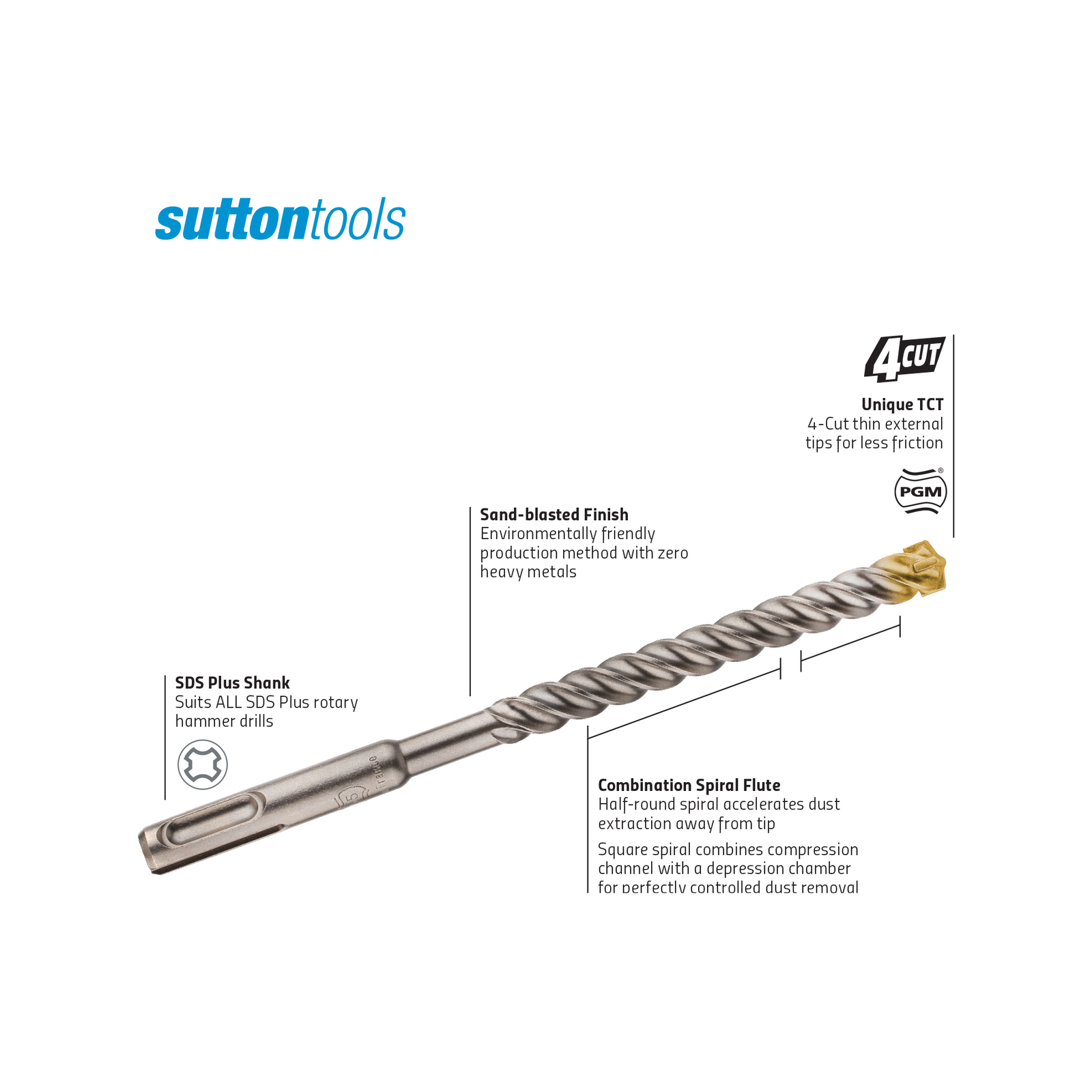 Sutton Tools 24 x 260mm 4 Cut SDS Plus Masonry Drill Bit - Bunnings ...