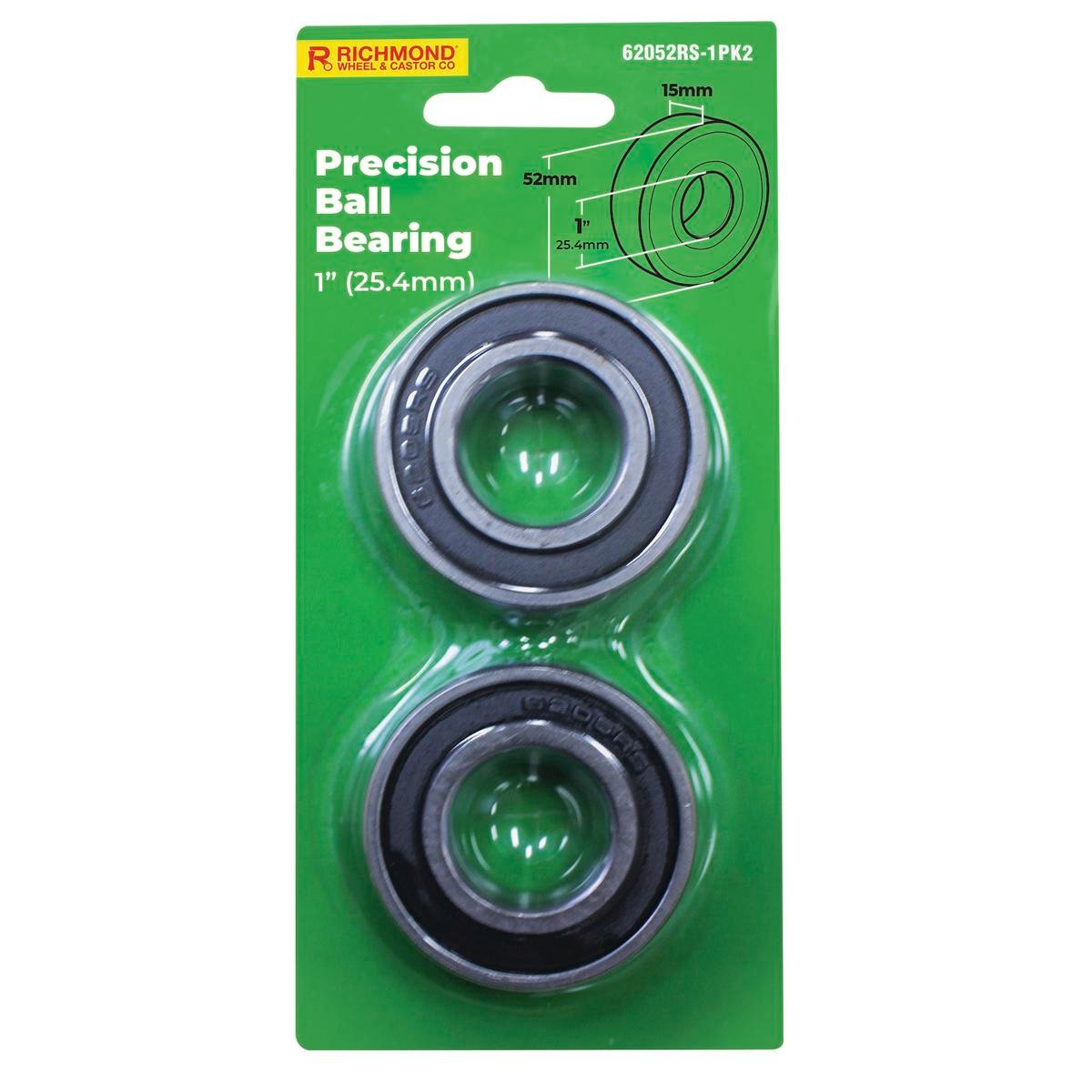 Richmond 52 x 15mm x 1" Rubber Sealed Precision Ball Bearing - 2 Pack ...