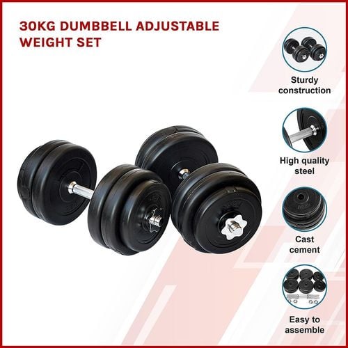 RTM 30KG Dumbbell Adjustable Weight Set - Bunnings Australia