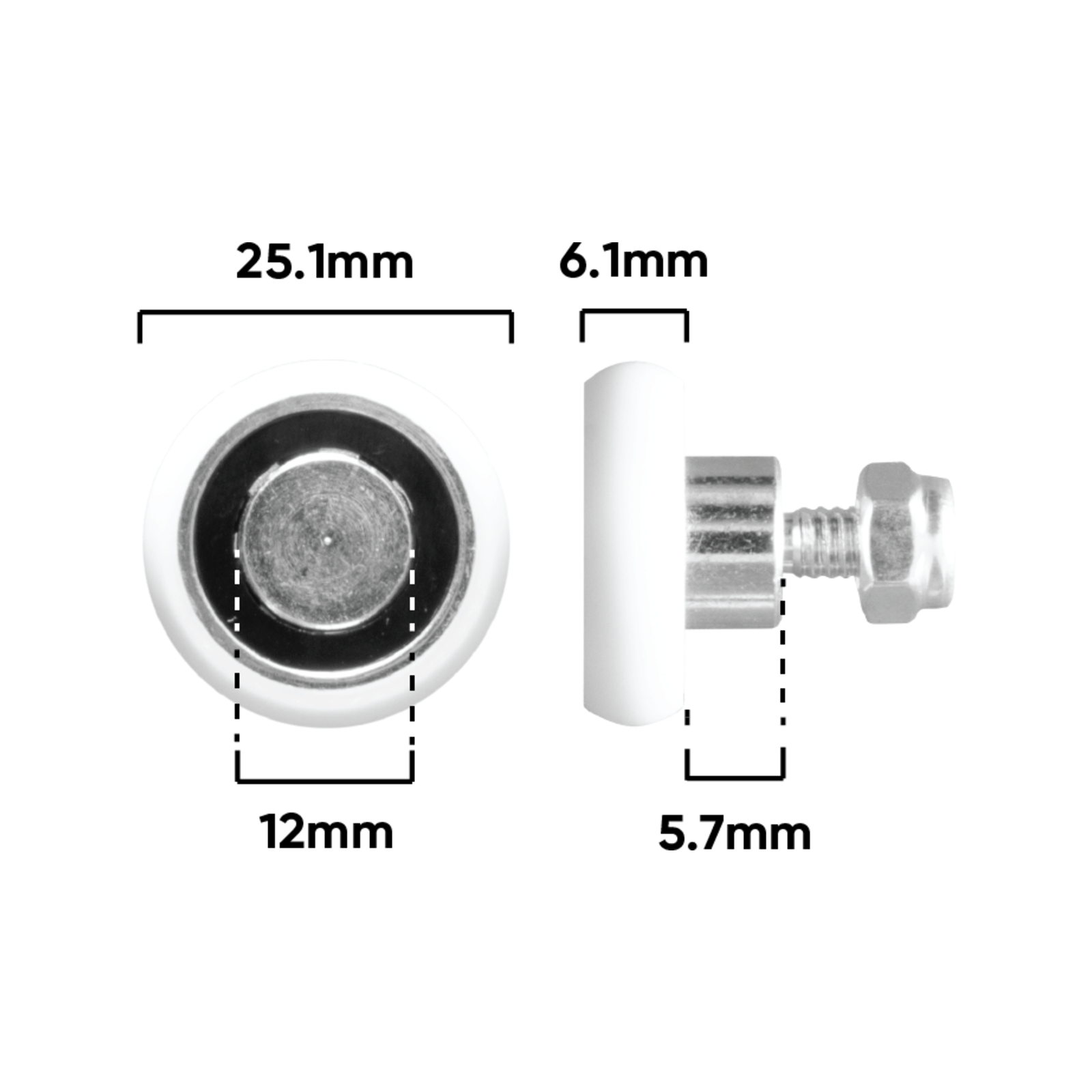 Rolltrak 25mm Acetal Convex Roller With Threaded Stud - Bunnings Australia