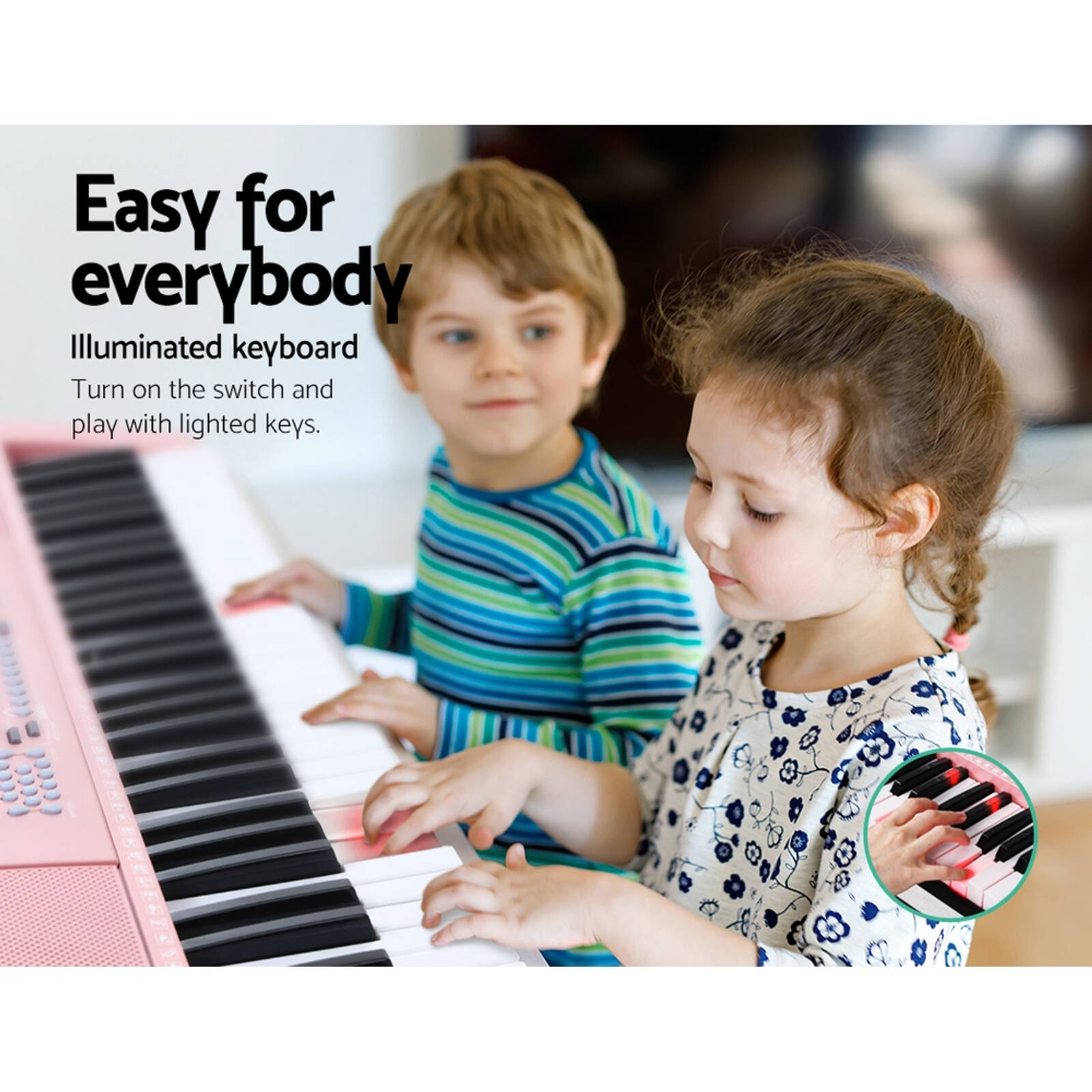 Alpha 61 Key Lighted Electronic Piano Keyboard - Bunnings Australia