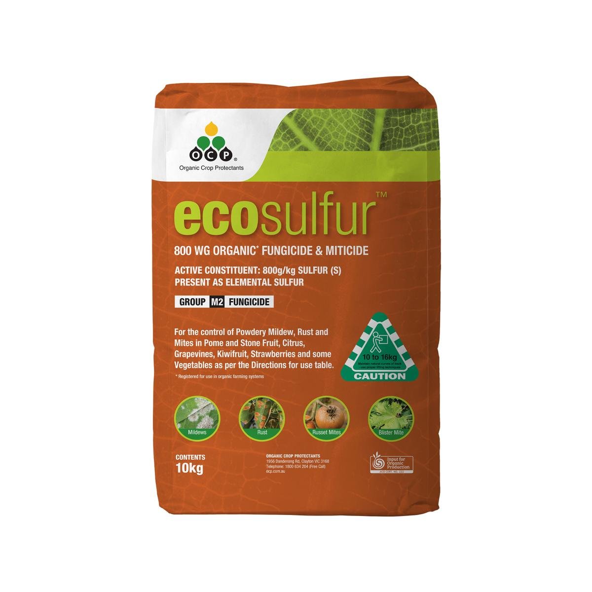 OCP 10kg EcoSulfur 800 WG Organic Fungicide & Miticide - Bunnings Australia