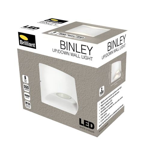 Brilliant 8W White Binley Up Down Wall Light - Bunnings Australia