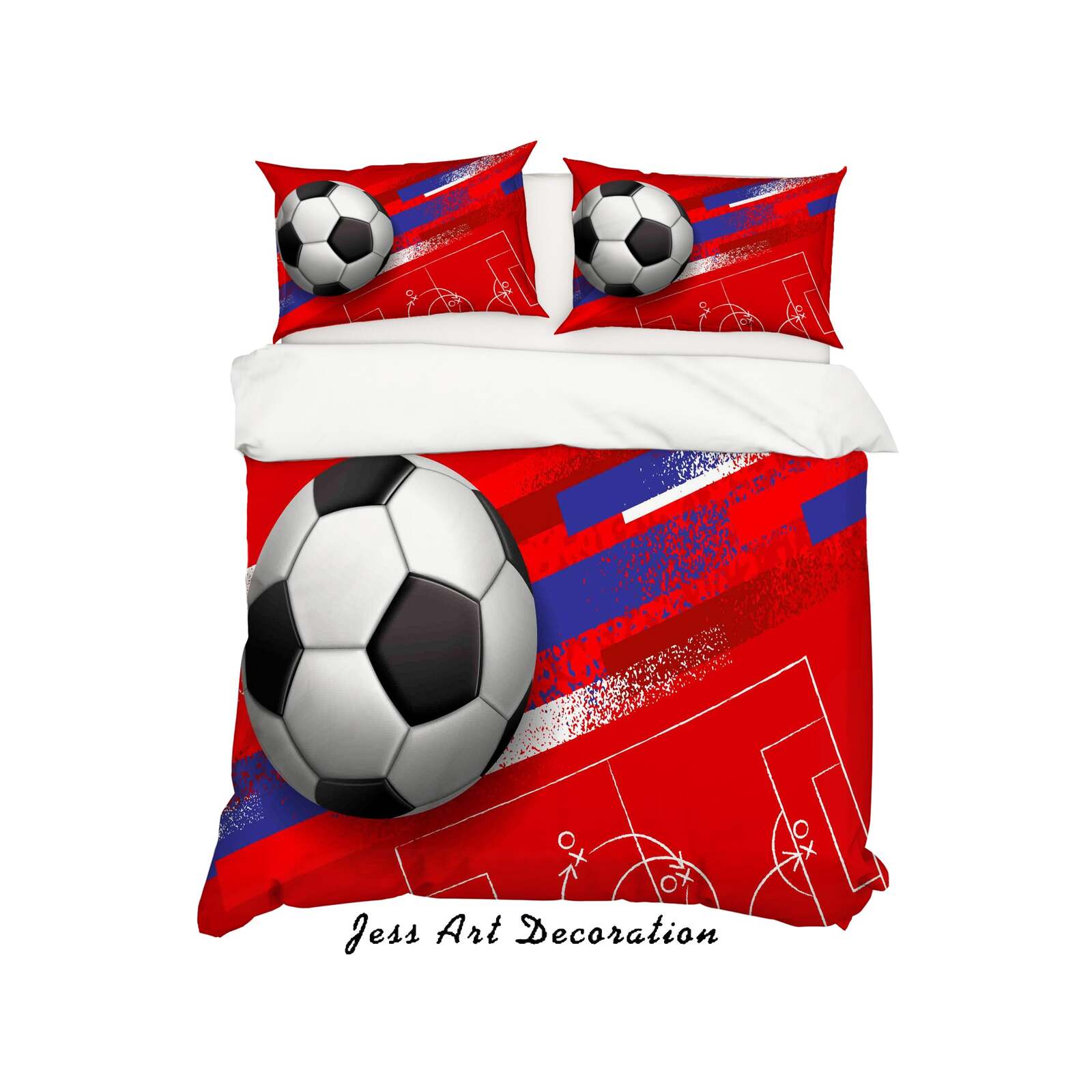 3D Red Football Soccer Quilt Cover Set Bedding Set Pillowcases 43 ...