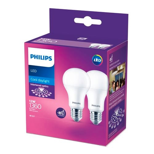 Philips A60 E27 LED 1360Lm Cool Daylight 12W Globe - 2 Pack - Bunnings ...