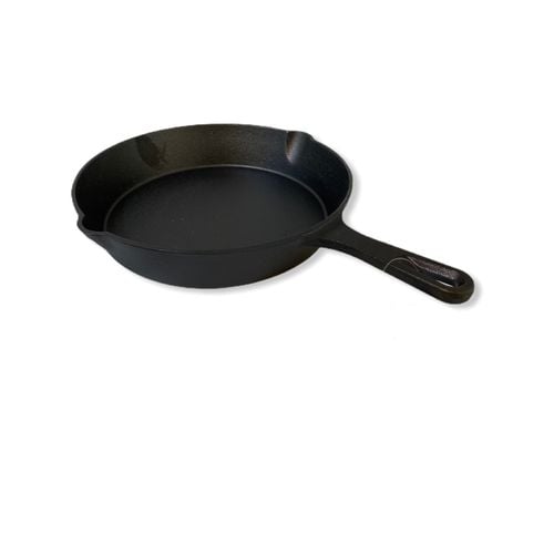YES4HOMES 25 cm Cast Iron Skillet Barbecue Fry Pan Pre-Seasoned Oven ...