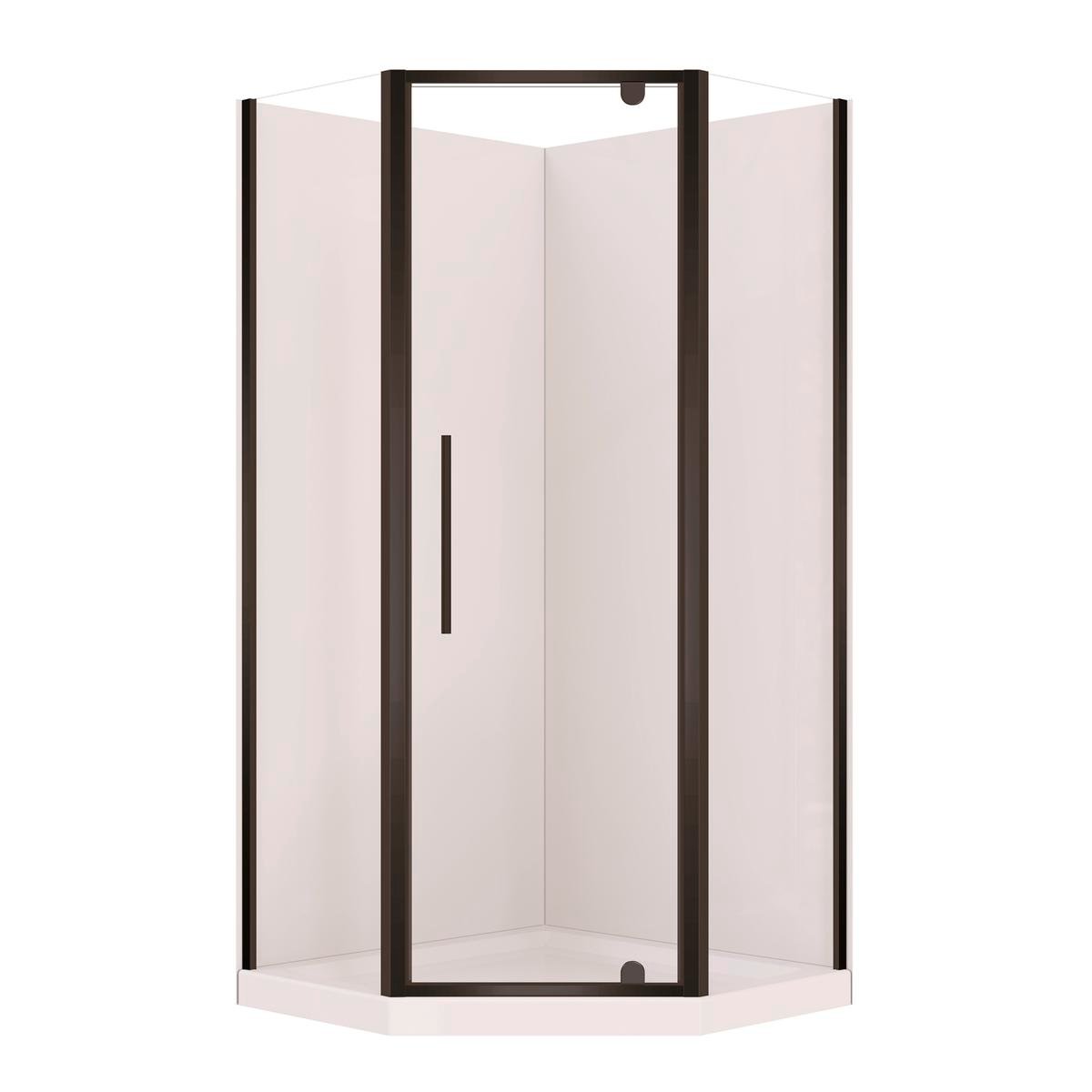 Stein 1000 x 2000mm Black Georgia Neo Angle Shower - Door Set ...